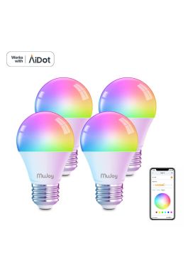 AiDot MuJoy A19 Smart Light Bulbs - 4 Packs
