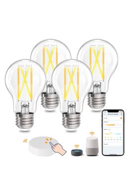 AiDot OREiN Smart Edison LED Light Bulbs with Remote Control - 4 Packs