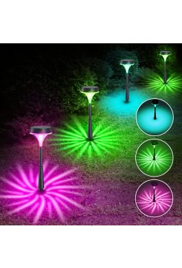 Solar Pathway Lights-Circular Multicolor-4 Pack