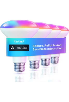 Linkind Matter BR30 Smart Light Bulbs, RGBTW LED Color Changing Light ...