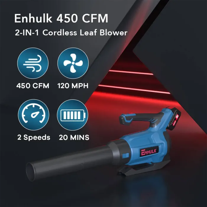 AiDot ENHULK 450 CFM 120 MPH Cordless Leaf Blower with Advanced Brushless Motor