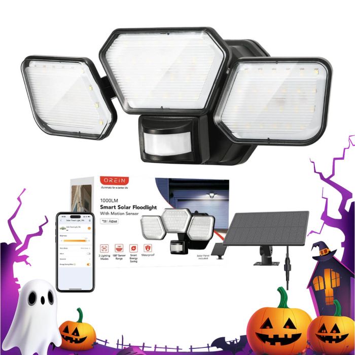 AiDot OREiN Smart Solar Flood Light with Motion Sensor for FrontDoor Garage